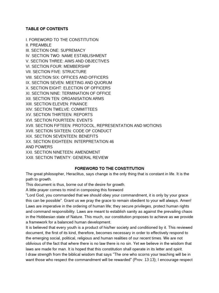 CYON Constitution Overview | PDF | Catholic Church | Impeachment
