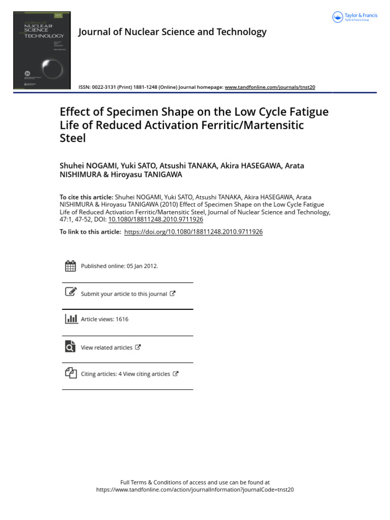 Sakasegawa Formula in Fatigue Testing | PDF | Deformation (Engineering ...