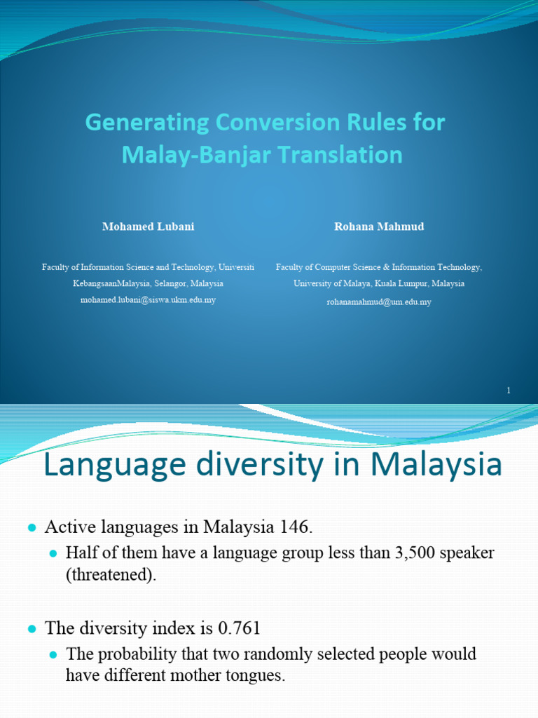 Generating Conversion Rules for Malay Banjar | PDF | Linguistics ...