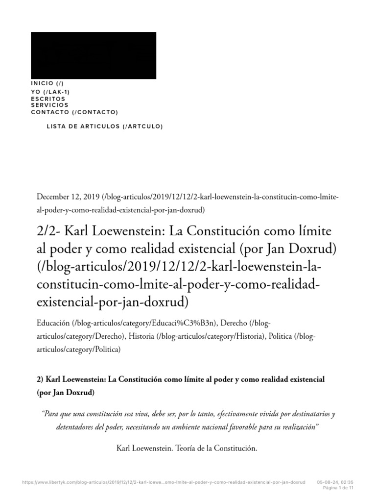 Artículos y Reseñas - Liberty & Knowledge - Karl Lowenstein | PDF ...