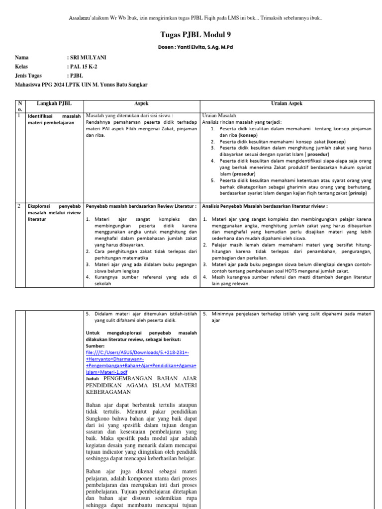 TUGAS PJBL SRI MULYANI MODUL 9 OKE Lancape | PDF