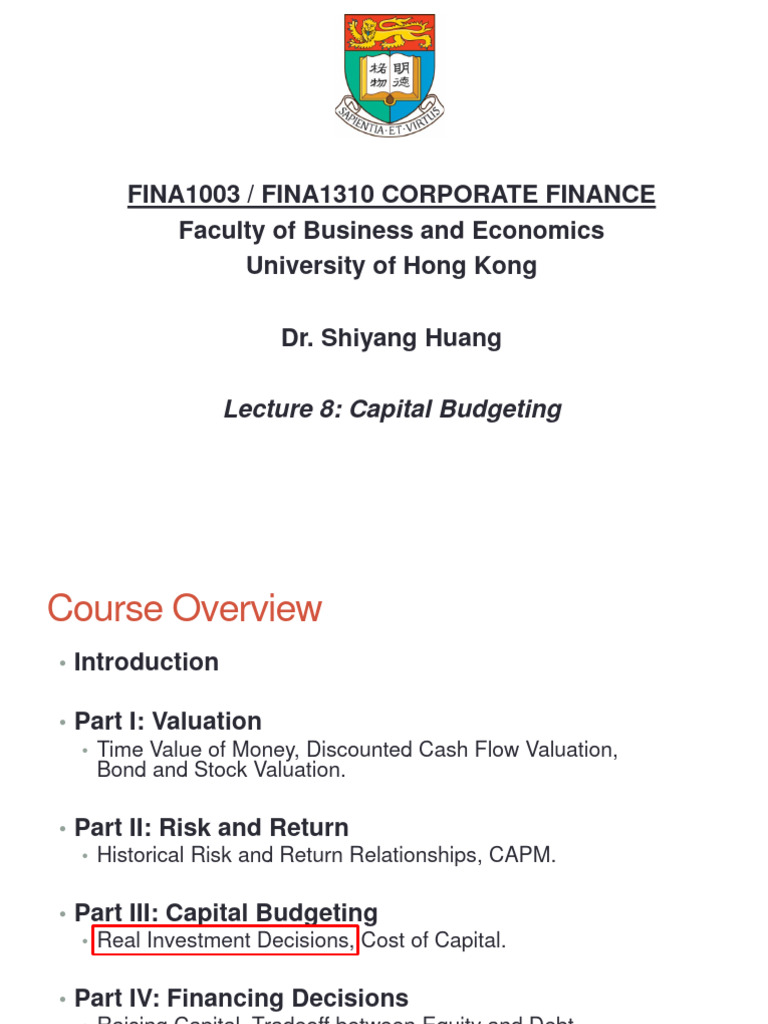 Lecture 8 - Net Present Values and Other Investment Criteria - Chapter 9 | PDF | Net Present ...