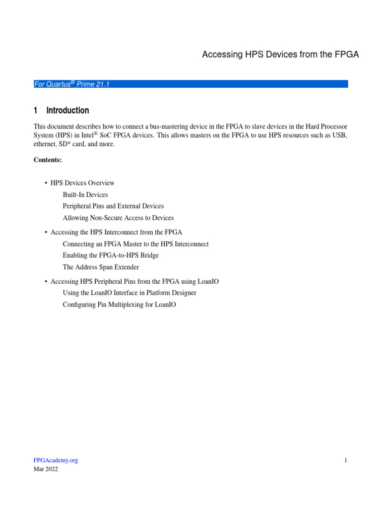 Accessing Hard Processor System | PDF | Field Programmable Gate Array ...