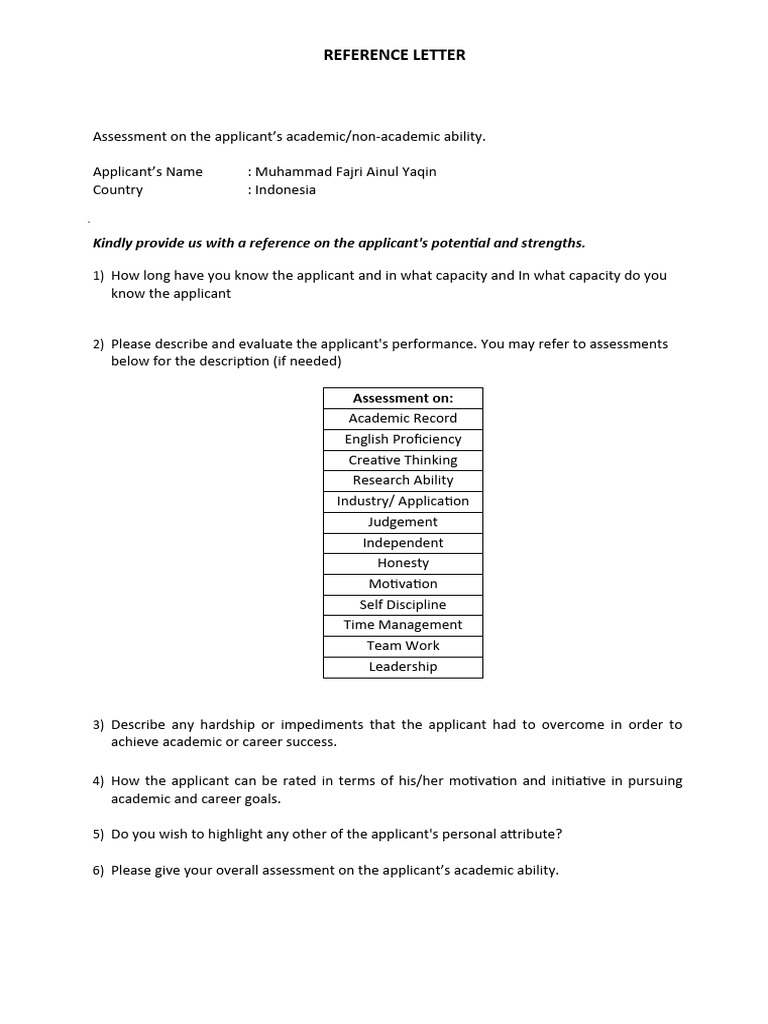 Format Reference Letter | PDF