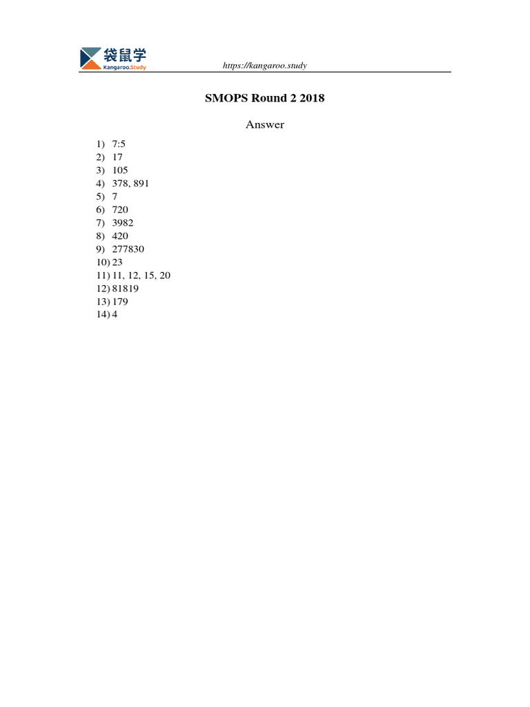 Smops 2018 Round 2 (Ans) | PDF