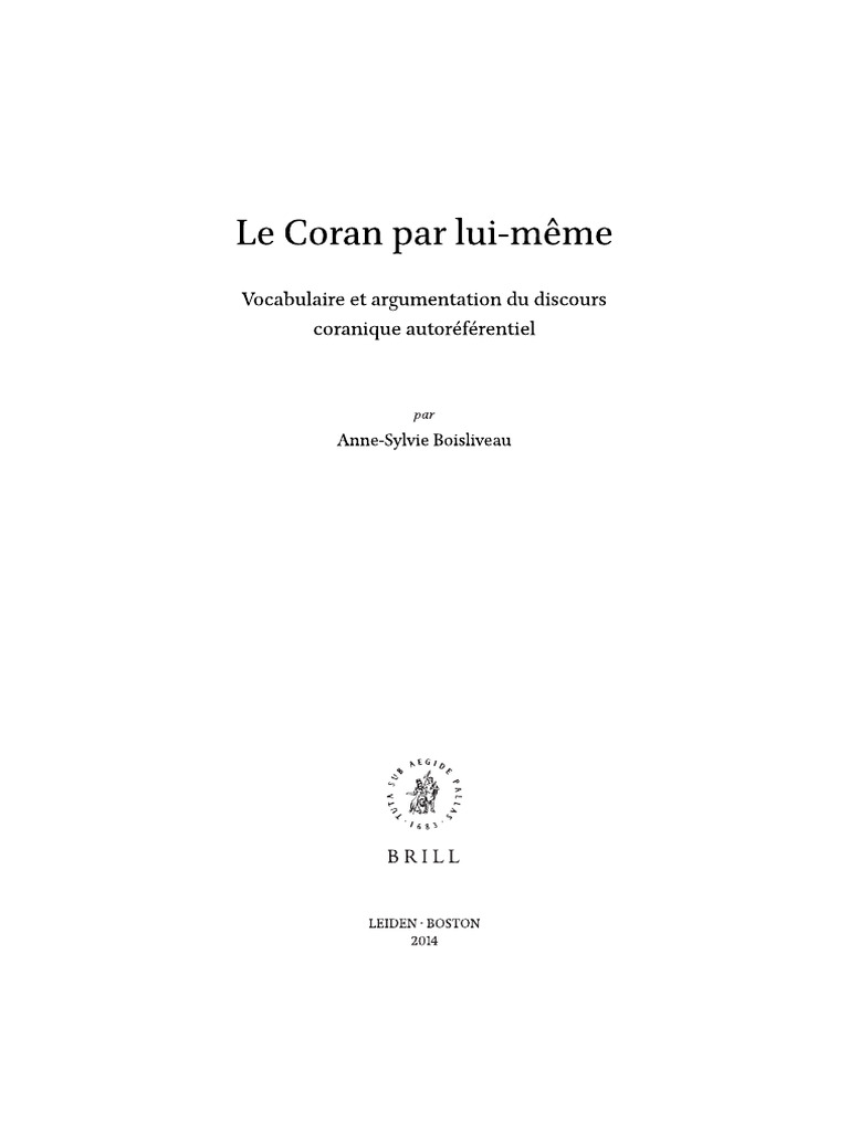 Le Coran Par Lui Meme Vocabulaire Et Arg | PDF