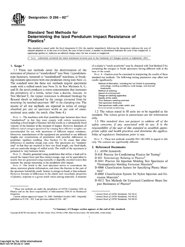 Astm D256-02 | PDF | Law | Home & Garden