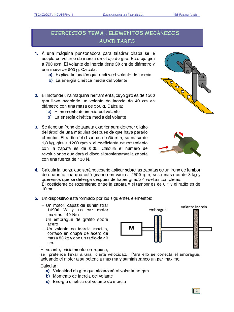 T11 Mecanismos Auxiliares Ejercicios | PDF | Embrague | Cantidades fisicas
