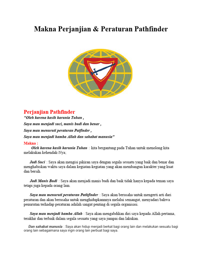 Makna Perjanjian & Peraturan Pathfinder | PDF | Pengembangan Diri