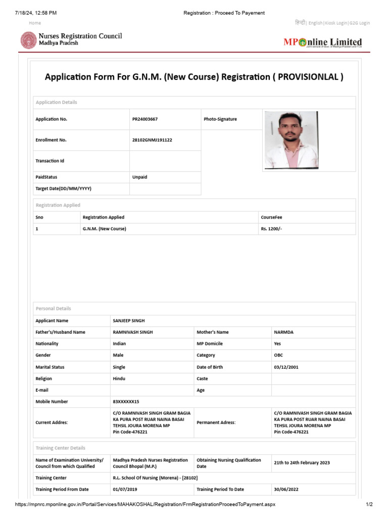 Sanjeep Singh Reg | PDF