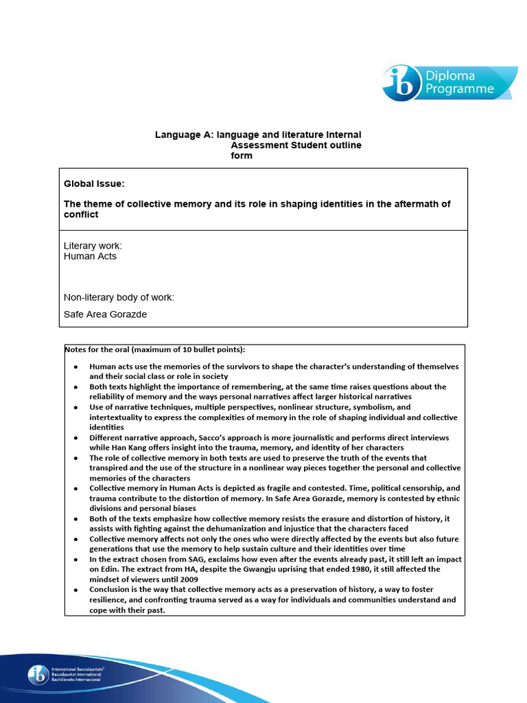 Stanley Than - Official IBHL IO Outline Form | PDF | Narrative
