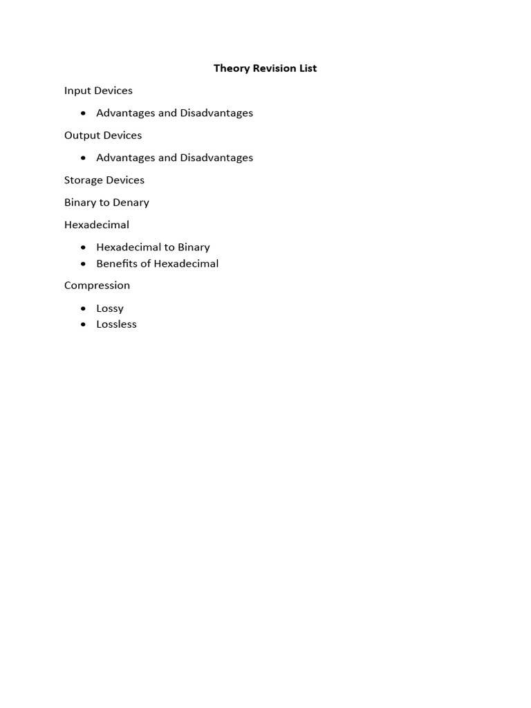 CIE Theory Revision List | PDF