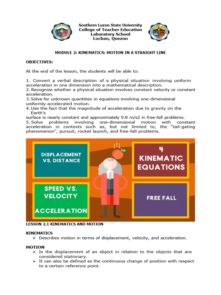Module 2 - Chapter 2 Kinematics in One Dimension | PDF | Acceleration | Kinematics