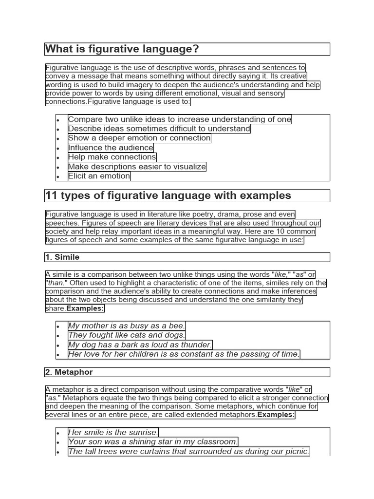 figurative language | PDF | Metaphor | Linguistics