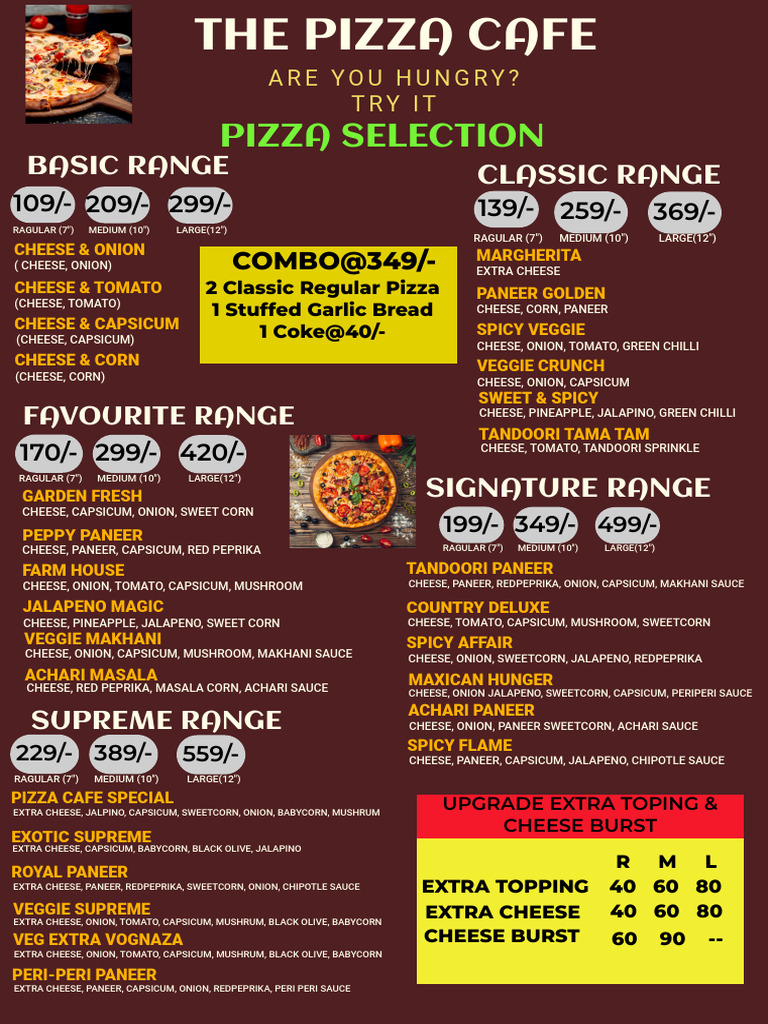 The Pizza Cafe Menu | PDF | Capsicum | Pizza