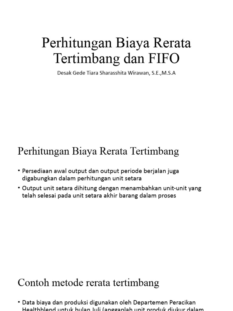 Perhitungan Biaya Rerata Tertimbang dan FIFO | PDF