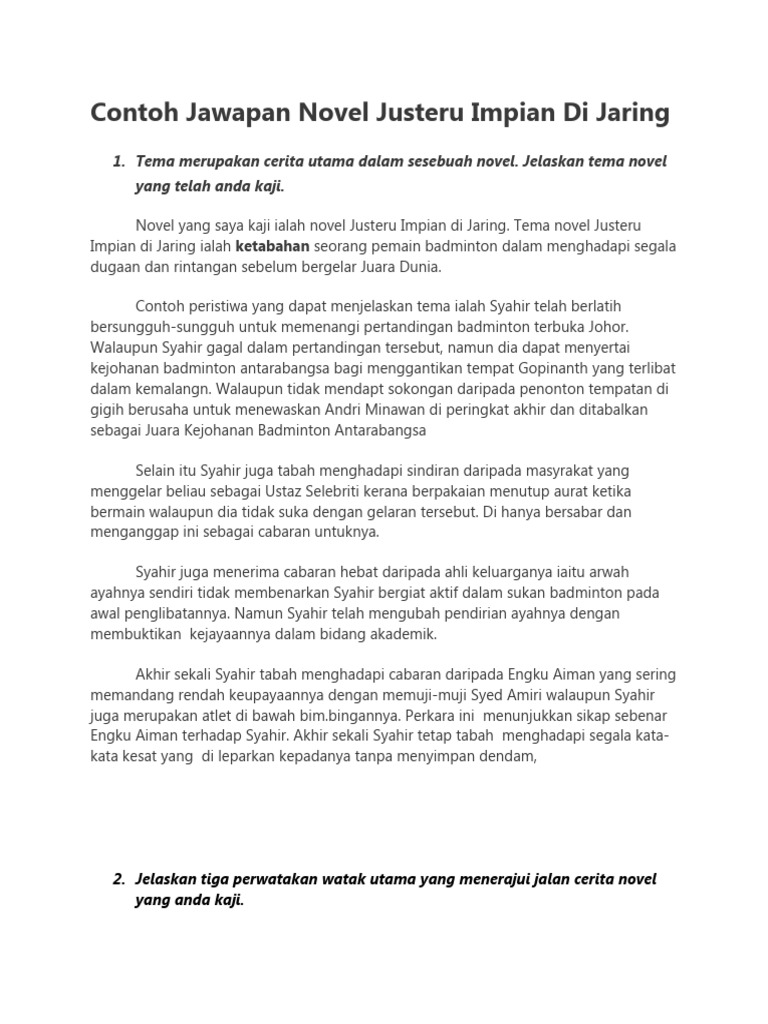 Novel Justeru Impian Di Jaring Baru | PDF