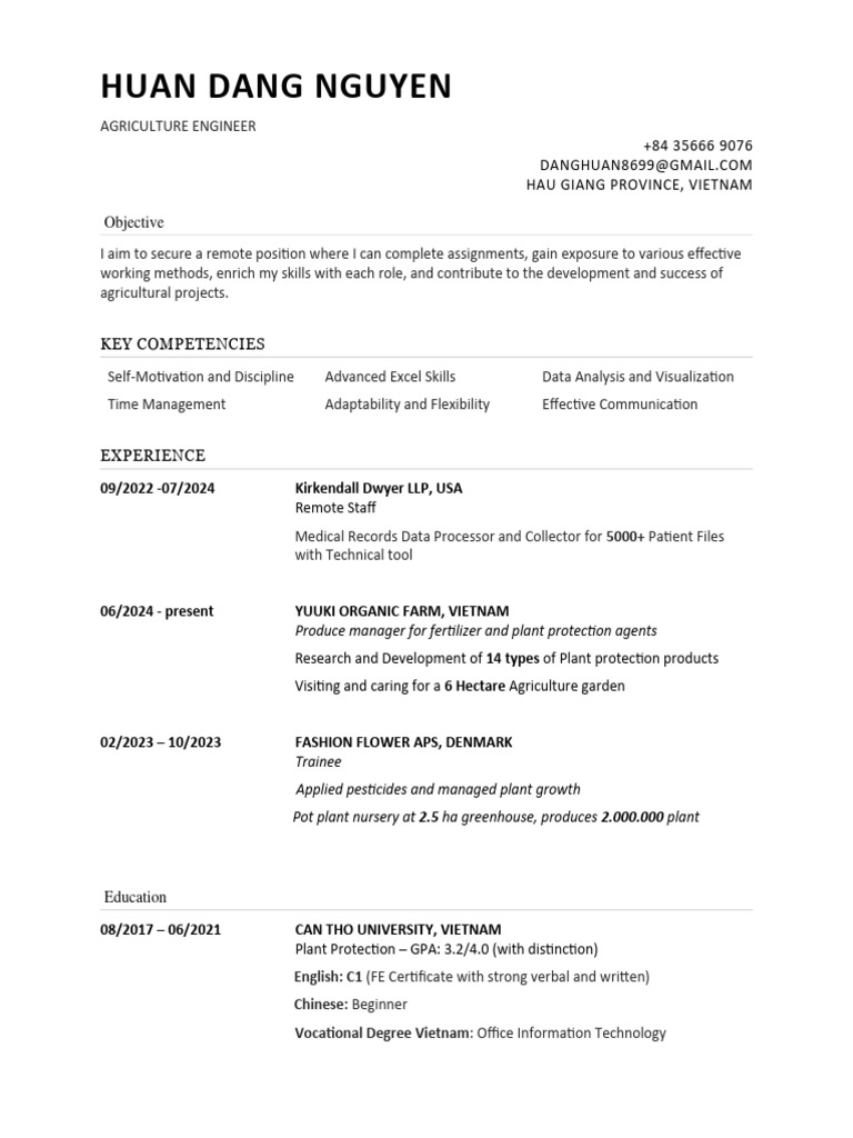 HUAN DANG NGUYEN Resume | PDF | Business