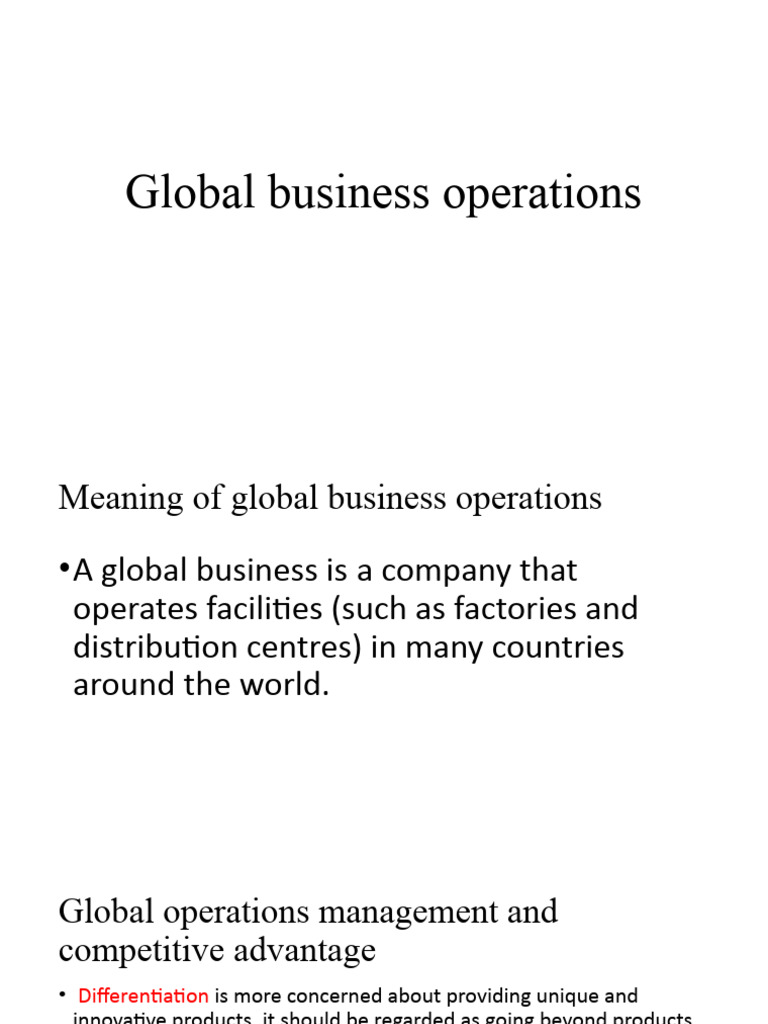 Global Business Operations | PDF | Cost Of Living | Logistics