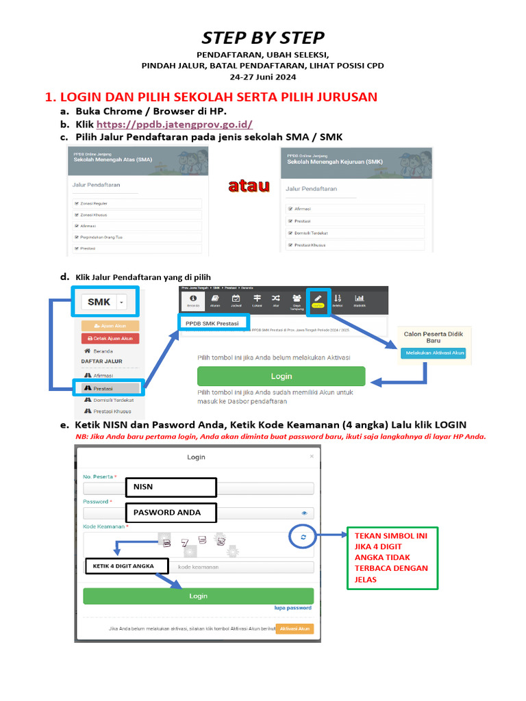 STEP BY STEP Daftar, Ubah Sekolah | PDF
