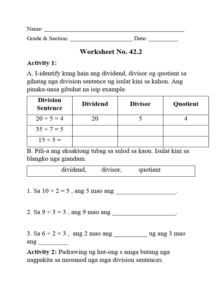 Worksheet # 42.2 | PDF