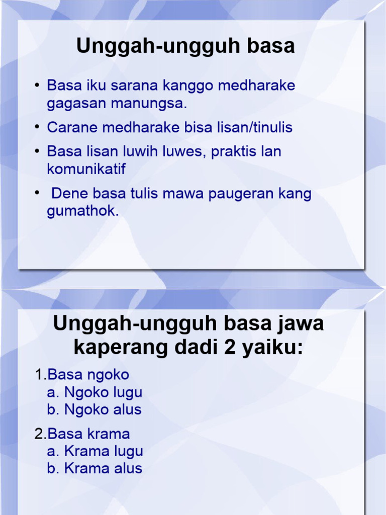Unggah-Ungguh Basa Ya | PDF
