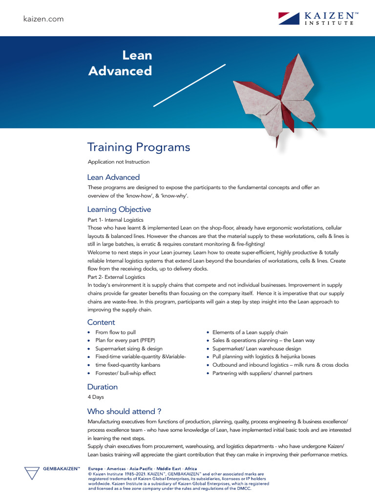 Lean Advanced New | PDF | Logistics | Lean Manufacturing