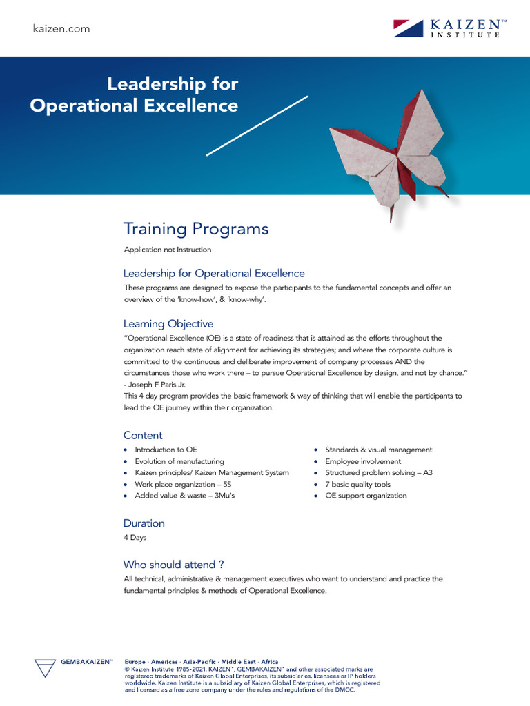 Leadership For Operational Excellence New | PDF