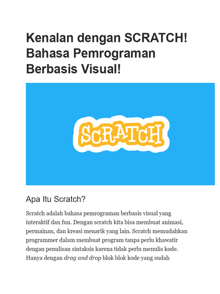 Belajar Scratch untuk Pemula | PDF