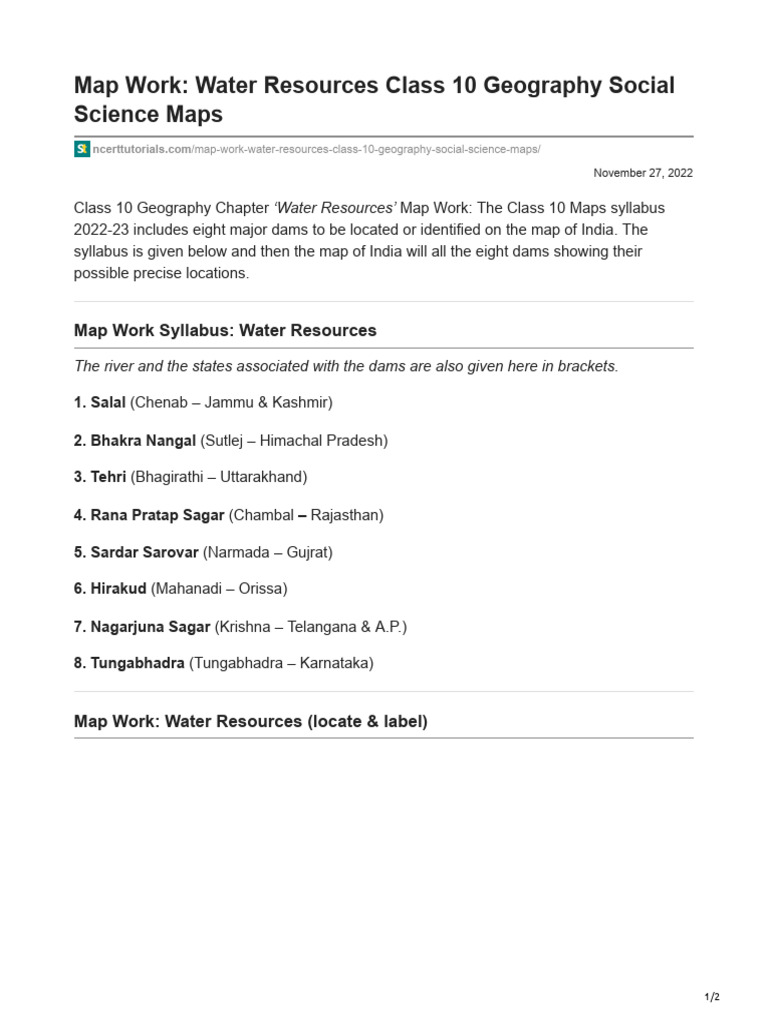 Water Resources Map Work | PDF | Social Science | Science & Mathematics