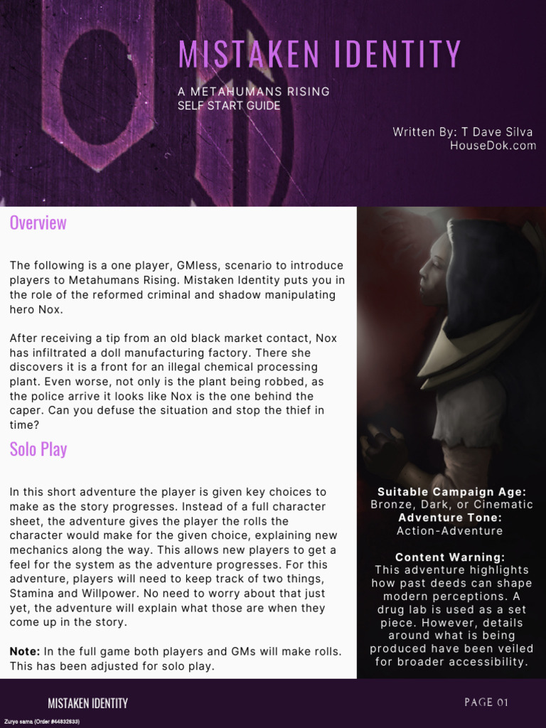 Mistaken Identity A Metahumans Rising Self Start Guide | PDF Mistaken Identity A Metahumans Rising Self Start Guide | PDF