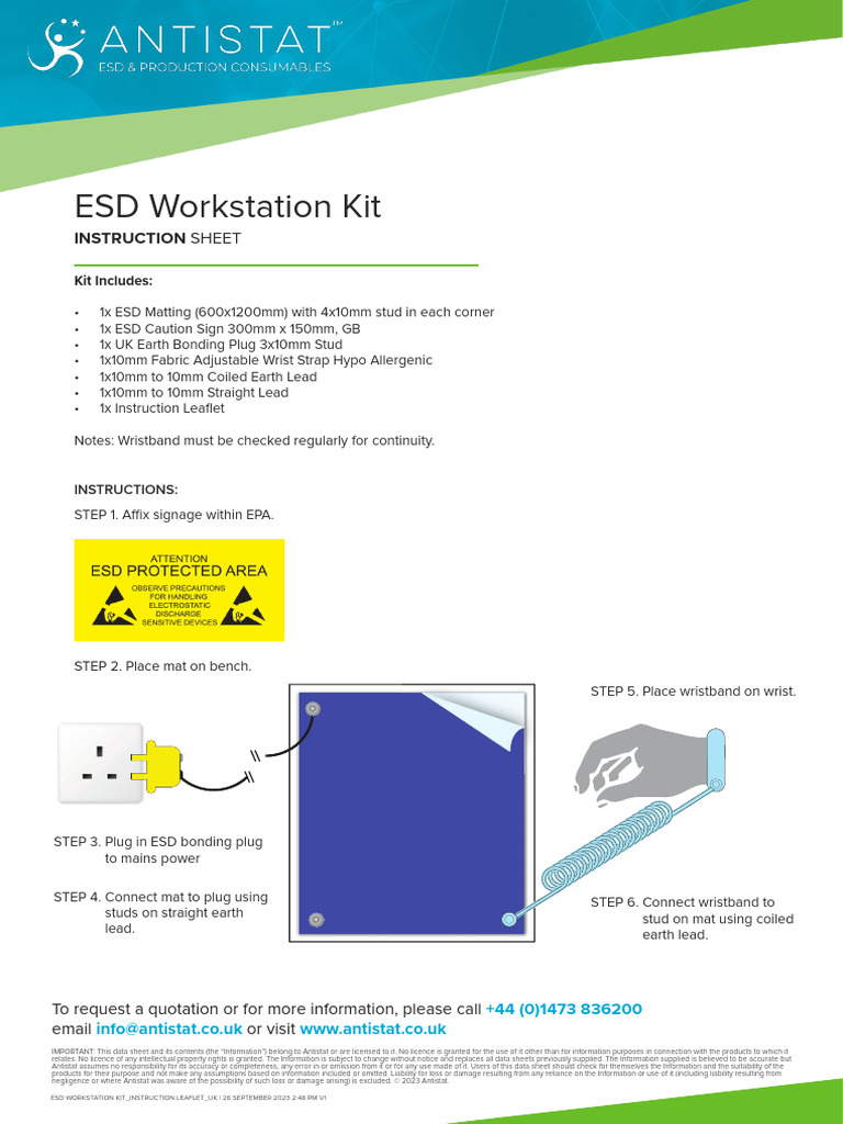 ESD-Workstation-Kit-Instruction-Leaflet-UK Backup | PDF | Private Law