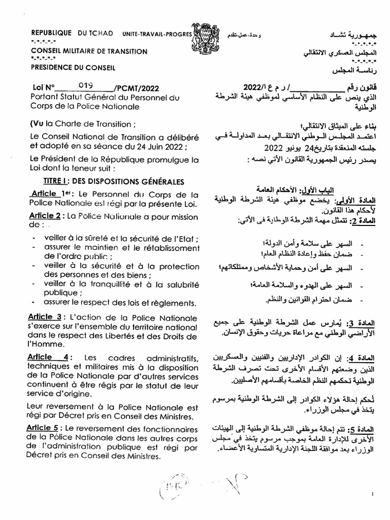 Loi N°019 PCMT 2022 | PDF