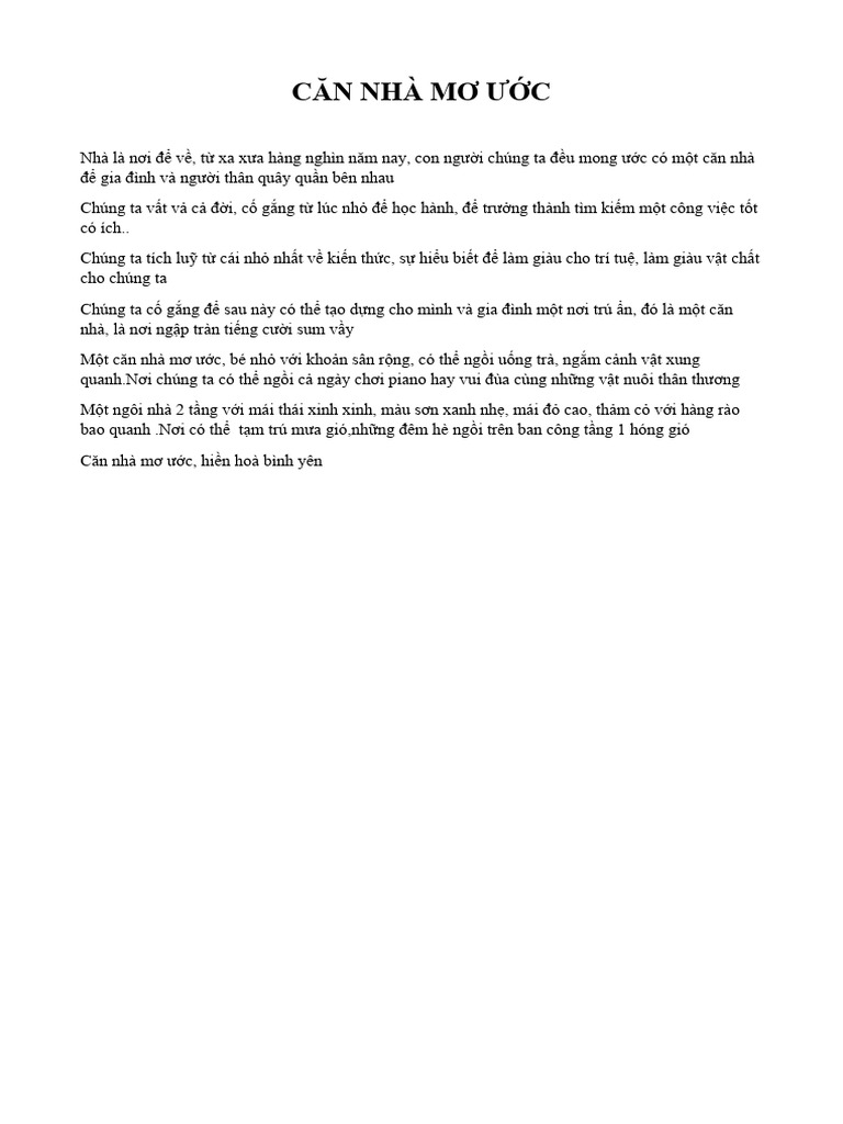 Can Nha Mo Uoc Sss | PDF