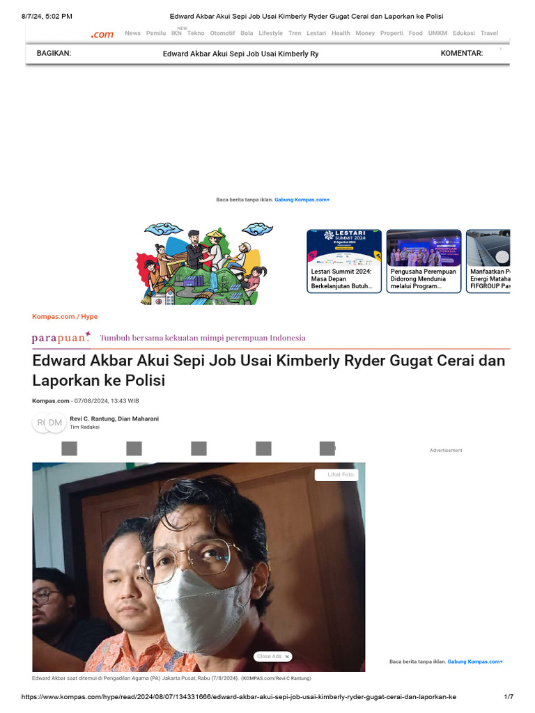Edward Akbar Akui Sepi Job Usai Kimberly Ryder Gugat Cerai Dan Laporkan Ke Polisi | PDF