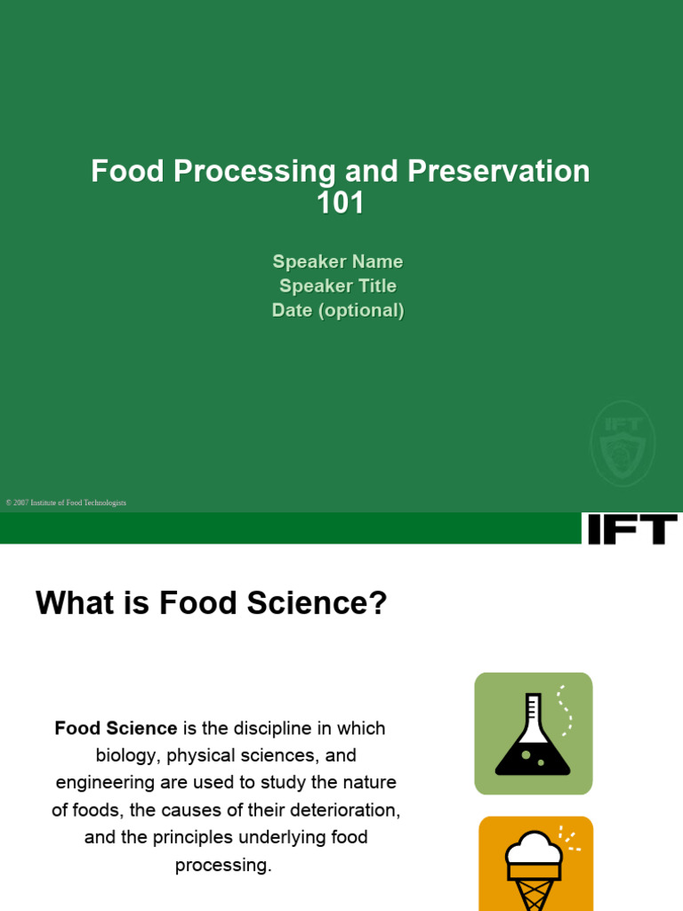 IFTFood Processingand Preservation | PDF | Food Preservation | Food Science