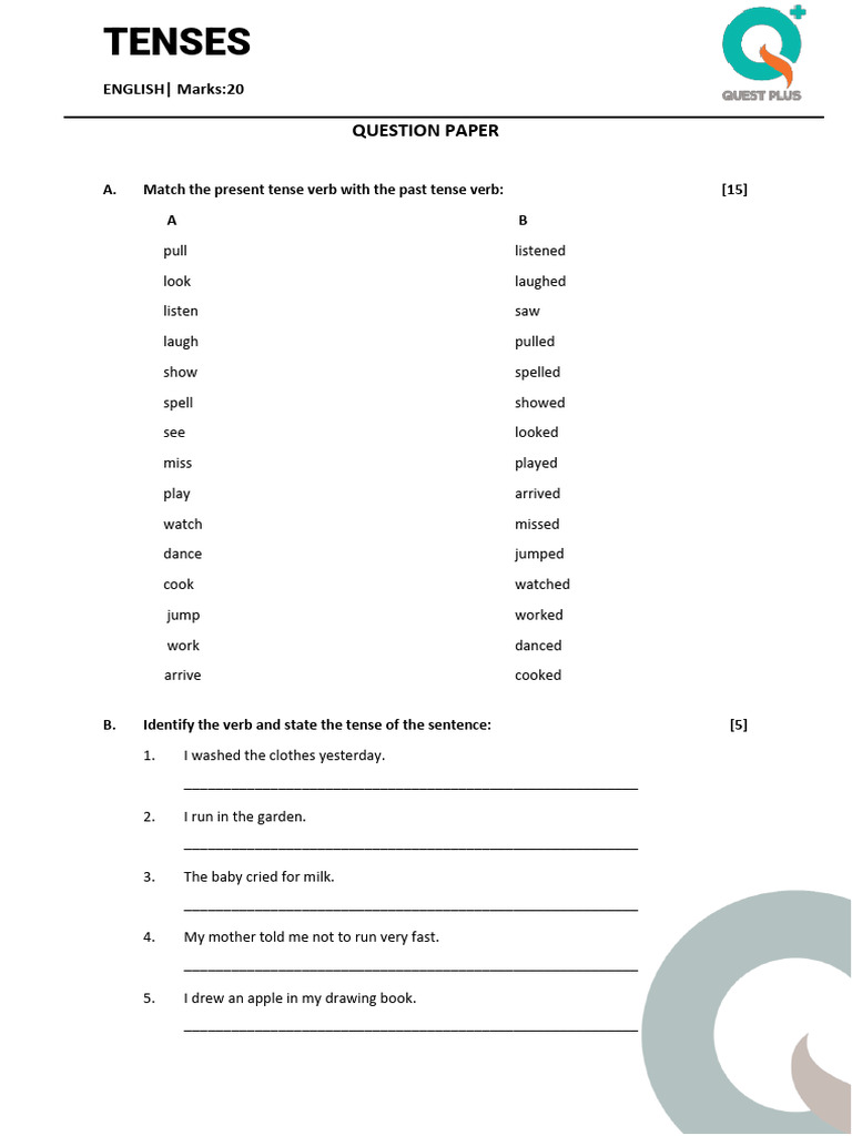 ICSE GRADE 2 QP TENSES f133559905946687393 | PDF