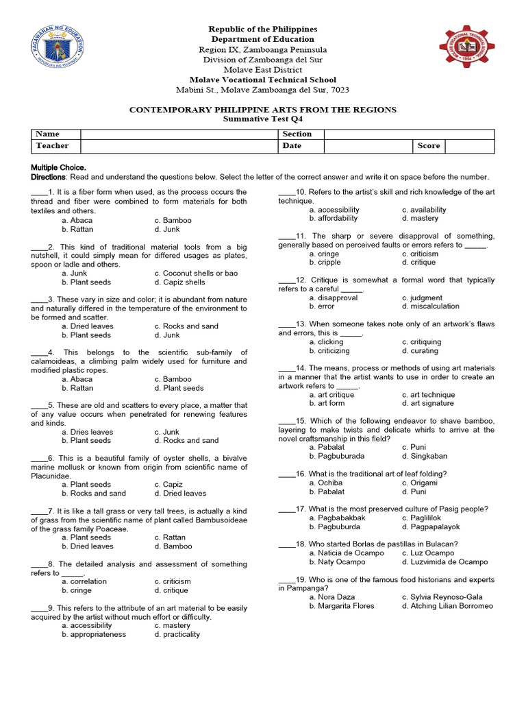 Cpar Q4 Summatives | PDF