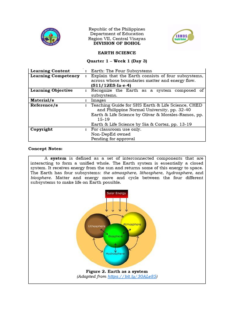ES Q1 LAS WK1 Day3 | PDF | Earth Sciences | Earth