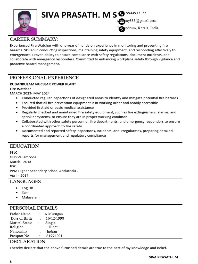 Siva Prasath CV | PDF