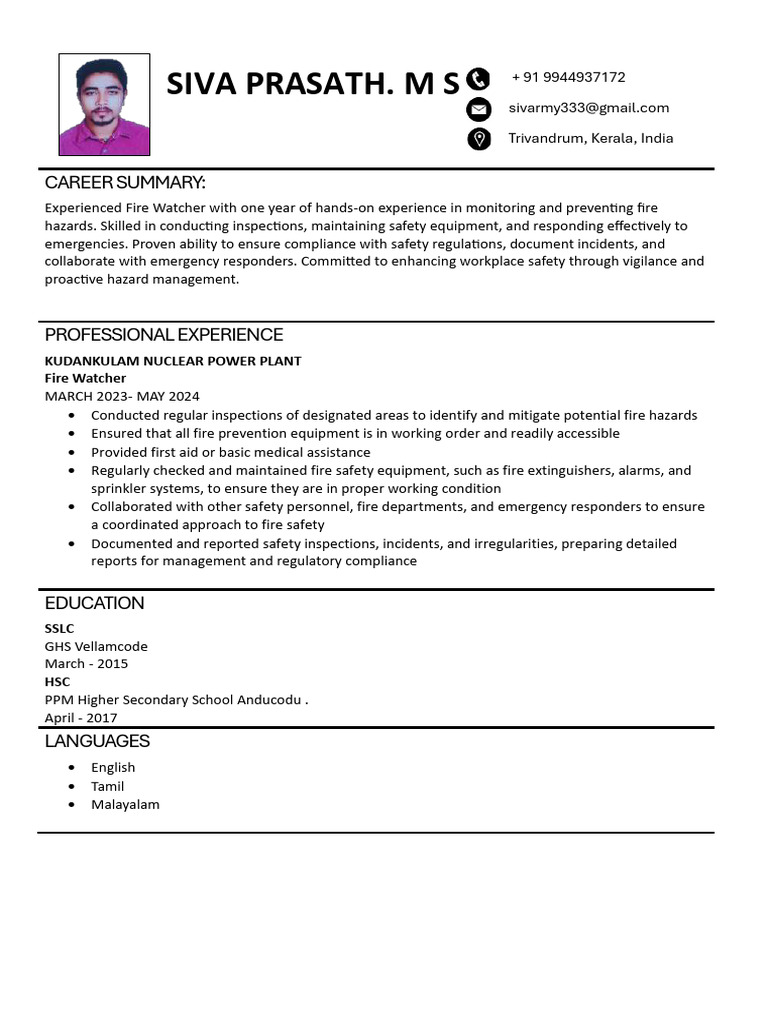 Siva Prasath CV | PDF