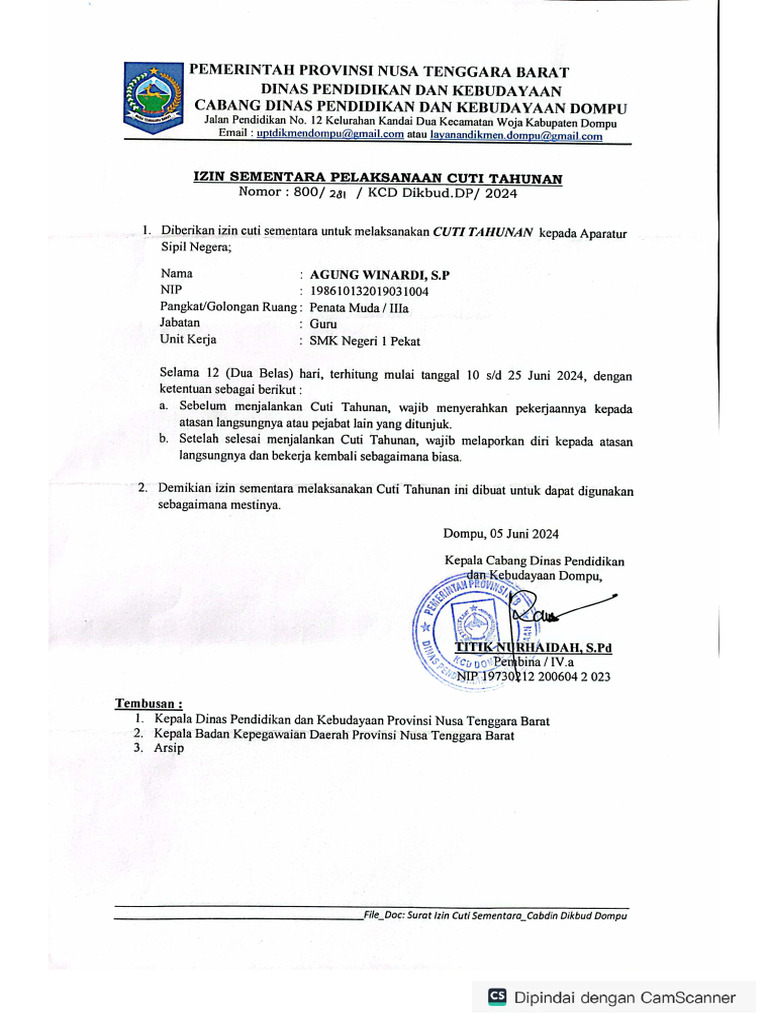 Surat Izin Sementara | PDF