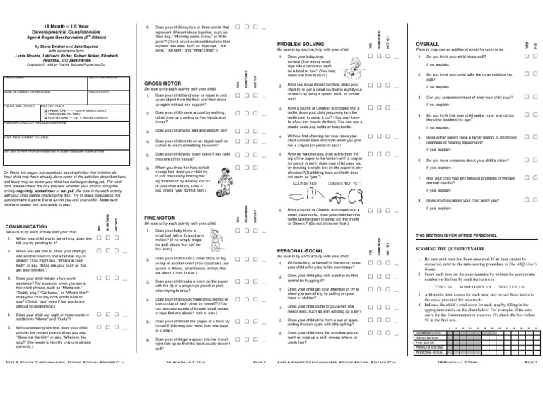 18 Month Questionnaire | PDF | Toys