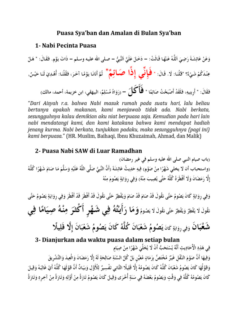 Amalan Sya'Ban Dan Nishfu Sya'Ban | PDF