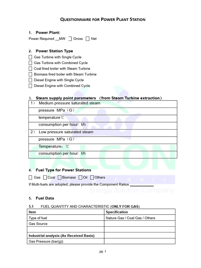 Questionnaire For Power Plant Station | PDF | Fuels | Coal