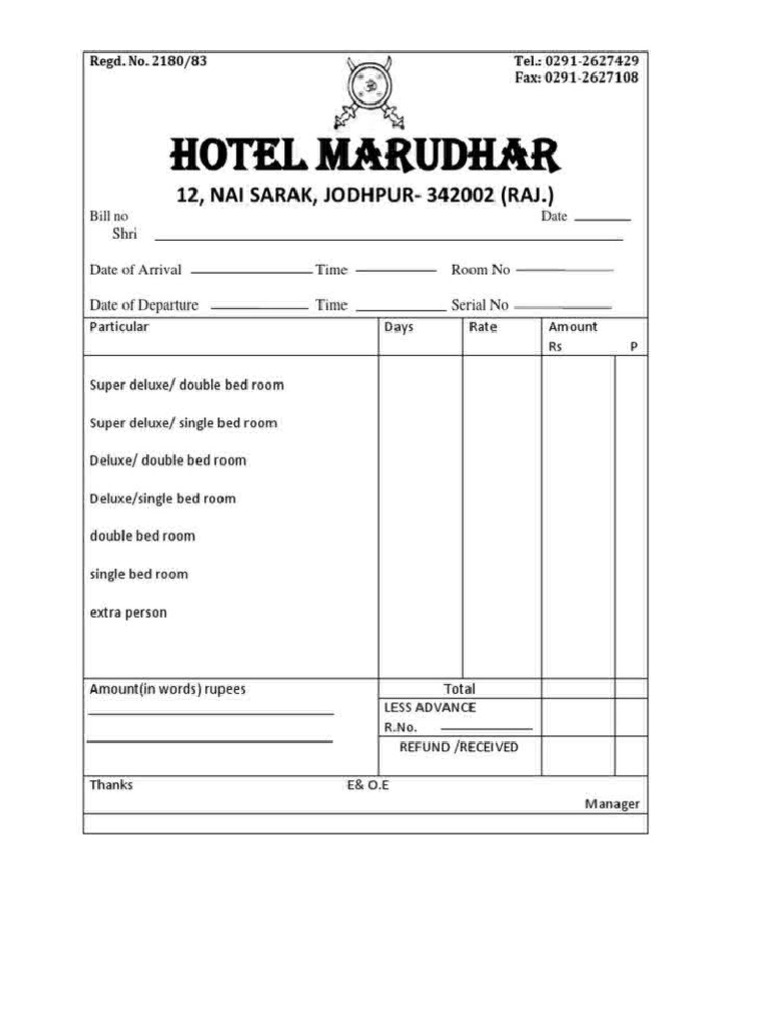 Lodge Bill Format | PDF