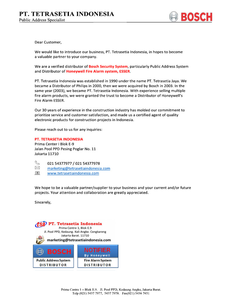 Surat Perkenalan Pt. Tsi | PDF