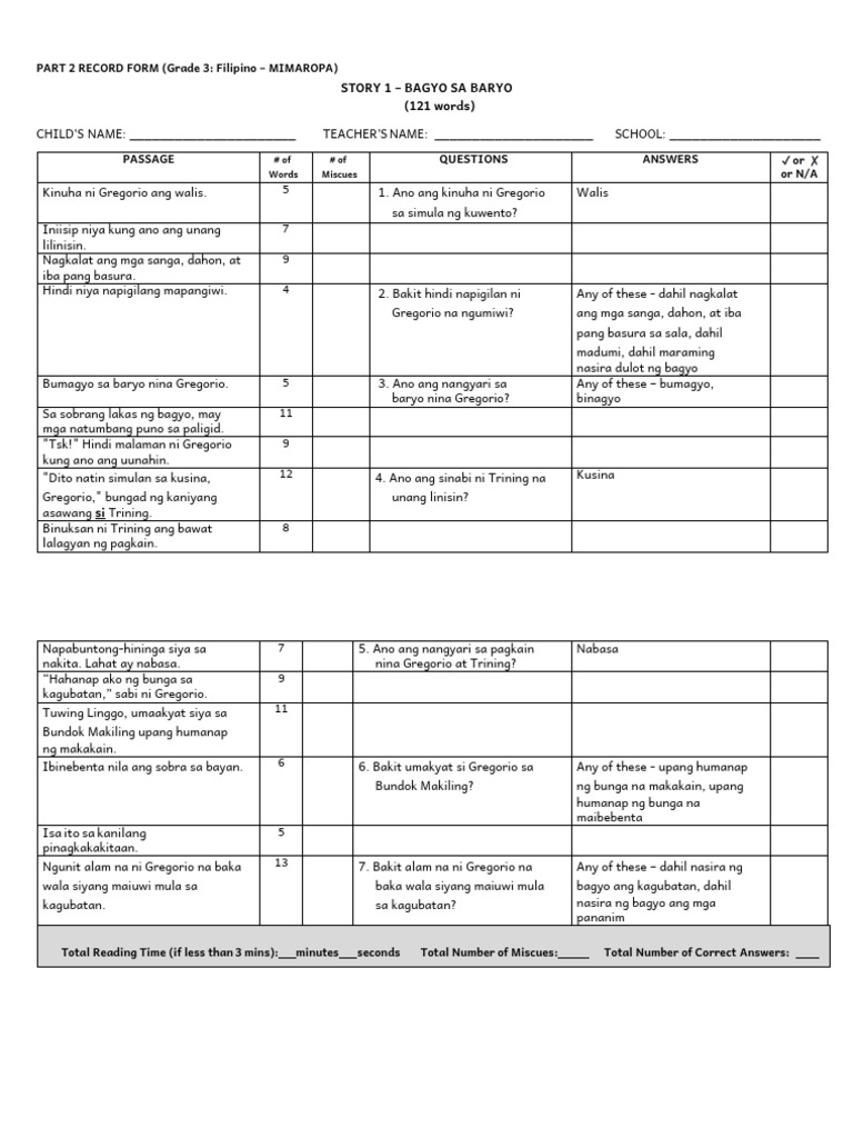 mCRLA - MIMAROPA G3 (Record Form) | PDF
