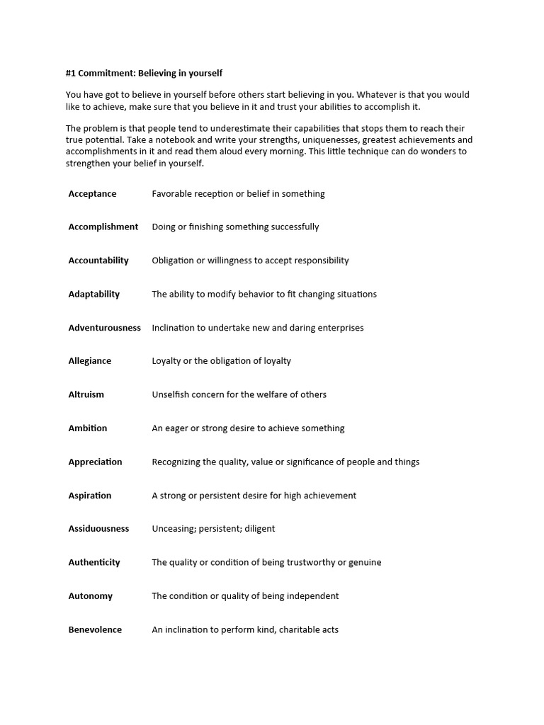 1 Commitment | PDF | Attitude (Psychology) | Integrity