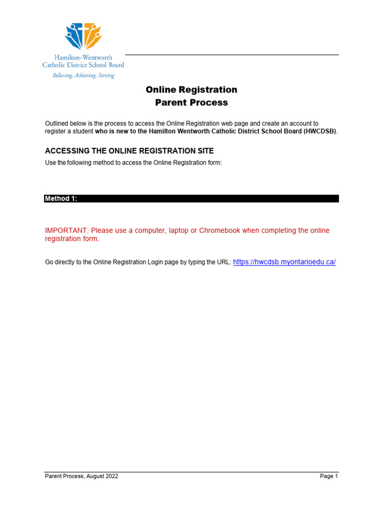 HWCDSB Online Student Registration Guide | PDF | Login | Password